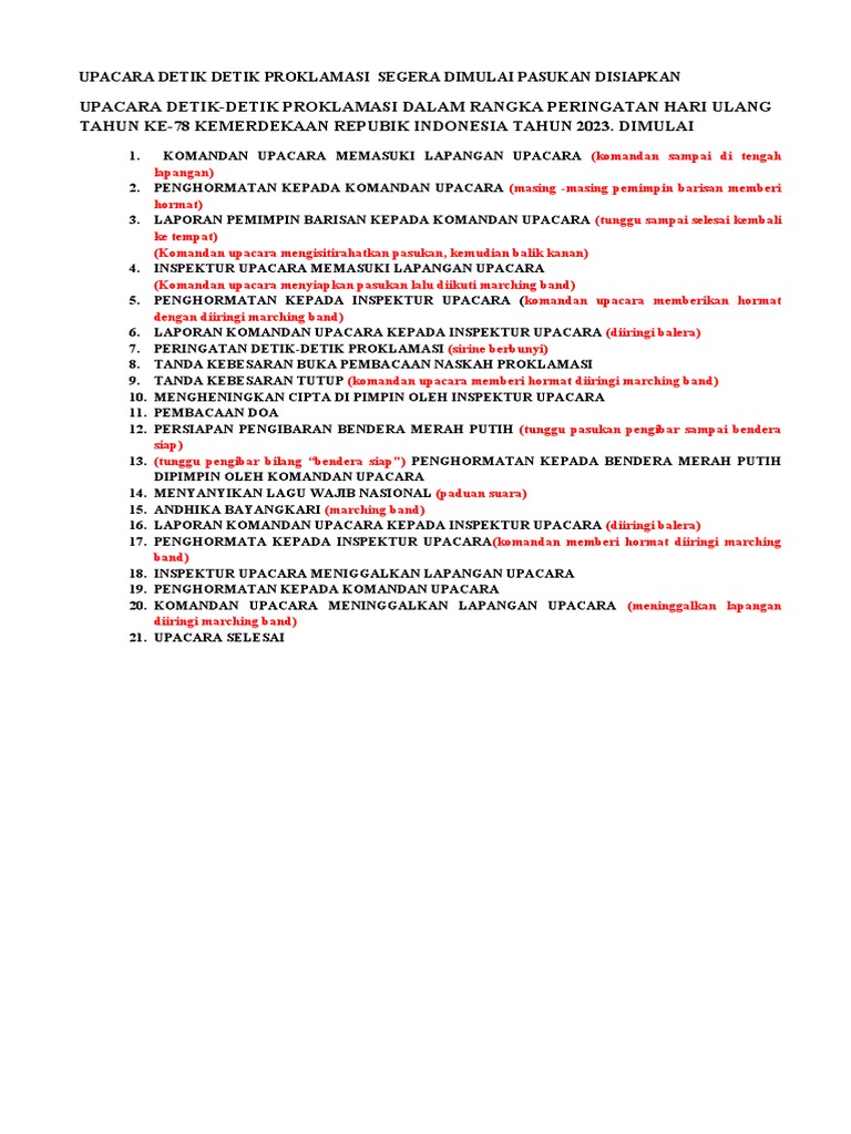 Teks Upacara Detik Detik Proklamasi | PDF | Perjalanan | Seni