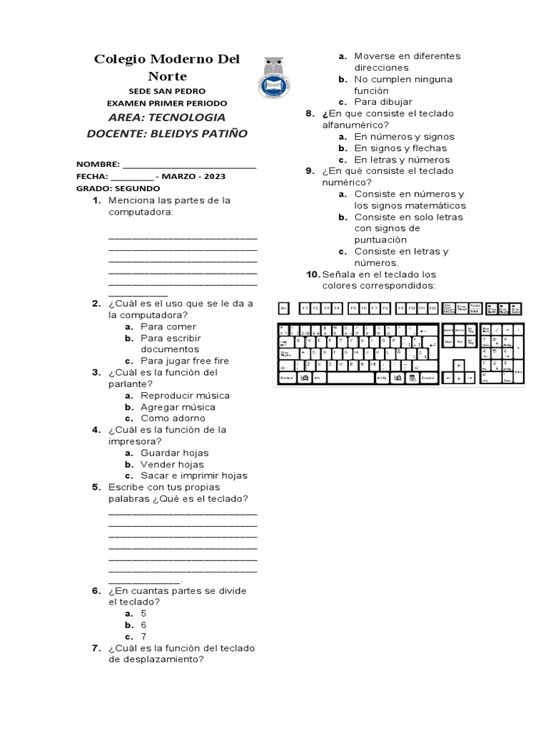 Examen de Tecnología Grado 2º | PDF | Informática | Equipo de oficina