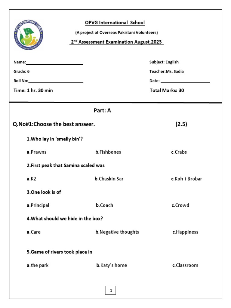 Grade 6 English 2nd Assessment | PDF