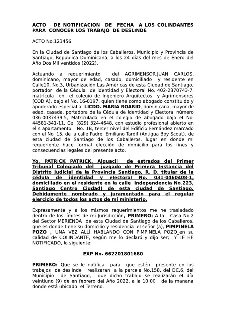 Modelo Notificacion Colindantes | PDF