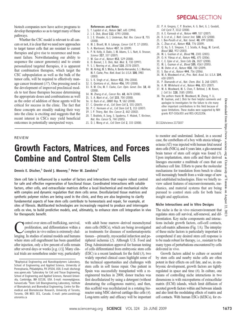 Growth Factors, Matrices, and Forces Combine and Control Stem Cells | PDF