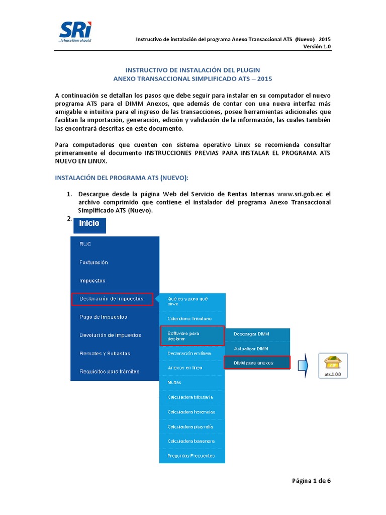 Instructivo Instalacion Programa ATS 2015 | PDF | Programación | Programa de computadora