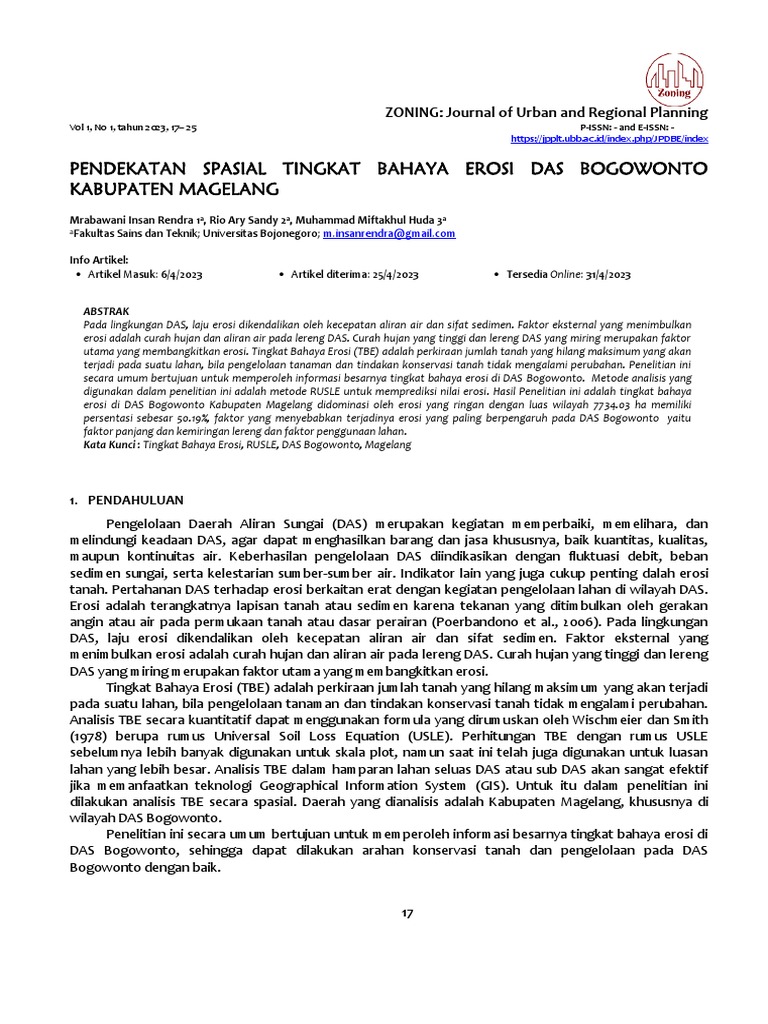 2 - Pendekatan Spasial Tingkat Bahaya Erosi Das Bogowonto Kabupaten ...