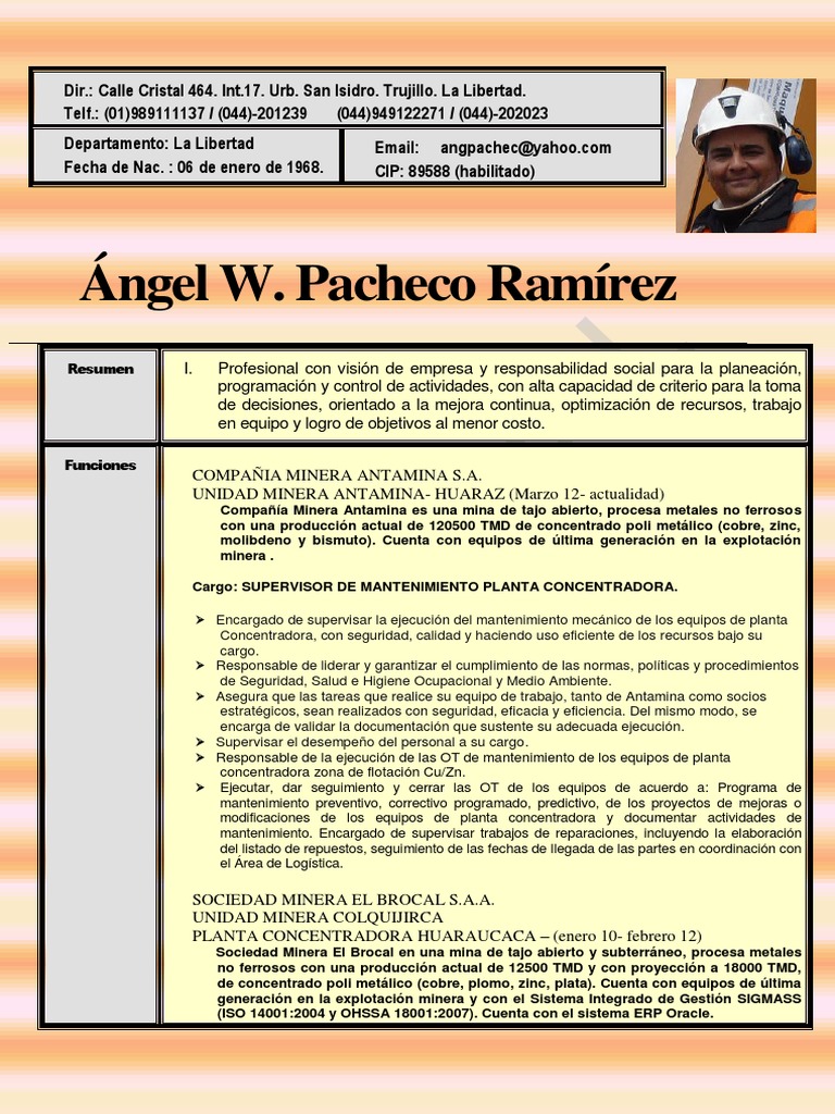 Minera Antamina Planta Concentradora | PDF