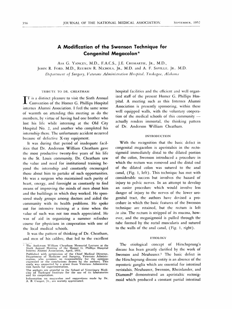 A Modification of The Swenson Operation For Congenital Megacolon | PDF ...