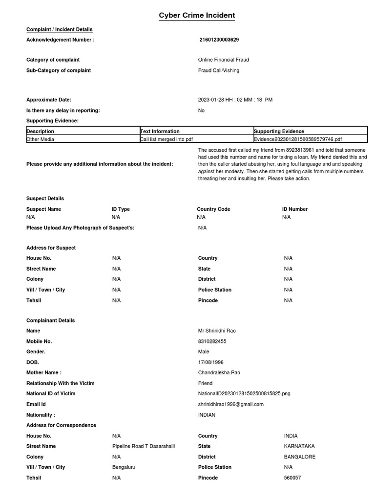 Complaint Detail 21601230003629 | PDF