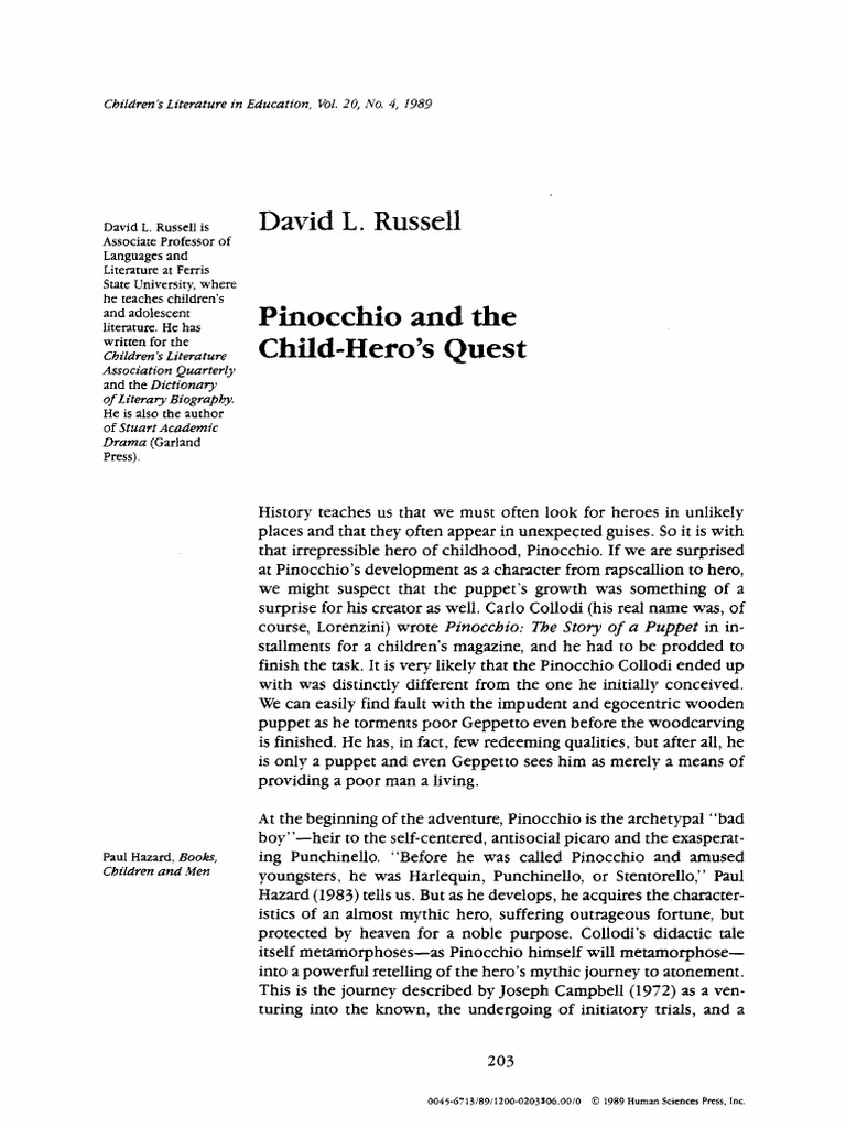 Pinocchio's Heroic Transformation | PDF | General Fiction