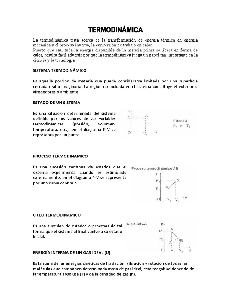 Resumen Termodinámica | PDF | Termodinámica | Gases