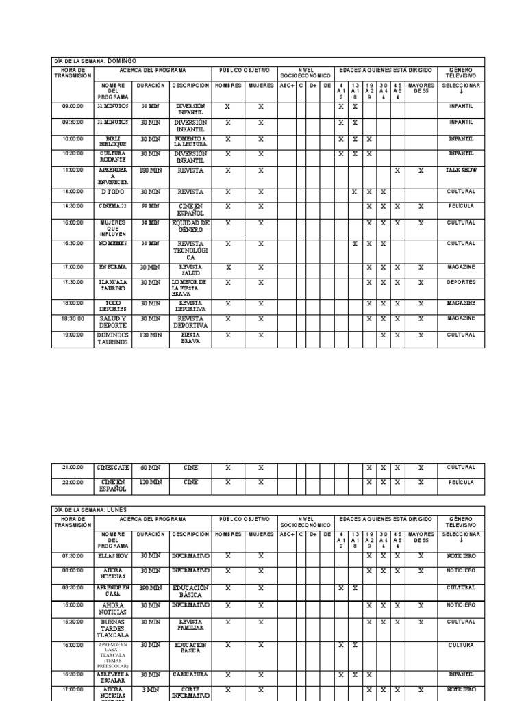 Carta y Fichas Programaticas TV para Corregir - IFT Entrega en Junio ...