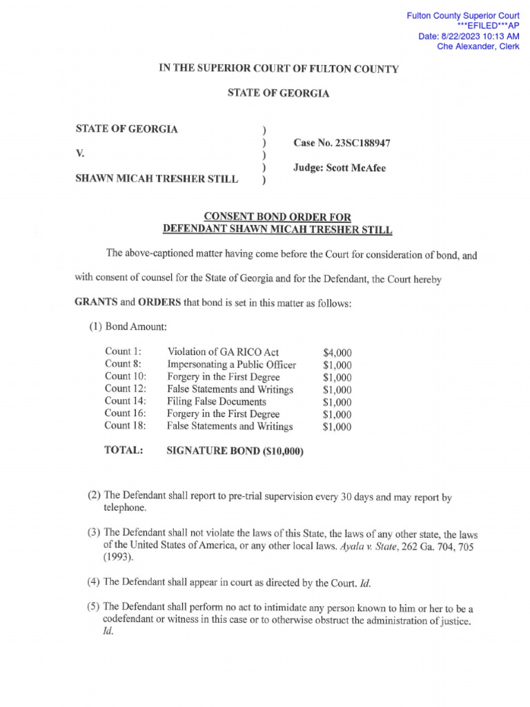 Consent Bond Order for Shawn Still | PDF