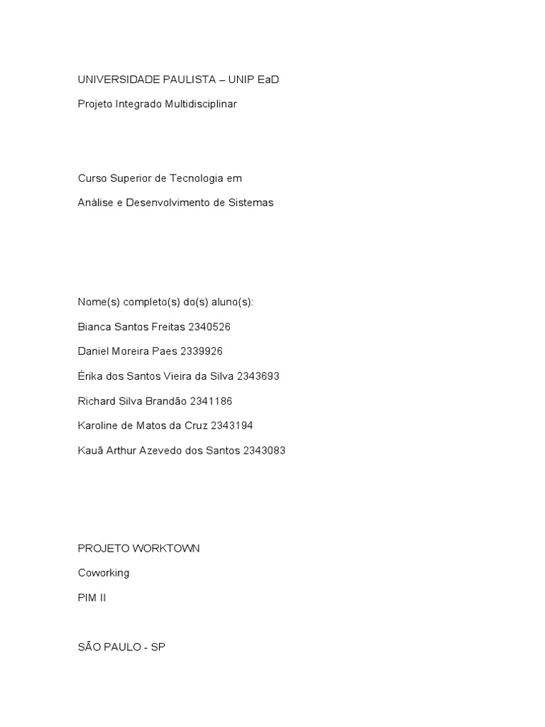 PIM - Projeto Integrado Multidisciplinar - ADS1 | PDF