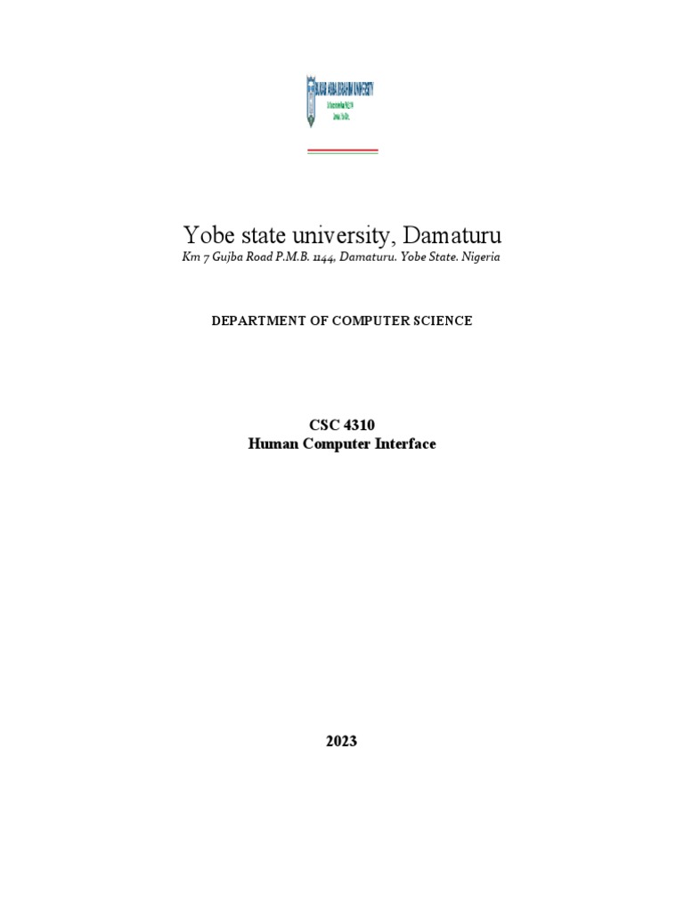 CSC 4310 Human Computer Interface Note | PDF | Human–Computer Interaction | Menu (Computing)