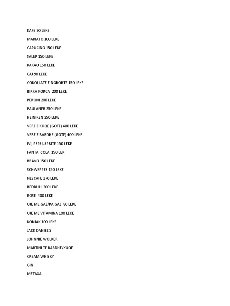 MENU PIJE (AutoRecovered) | PDF | Cuisine | Foods