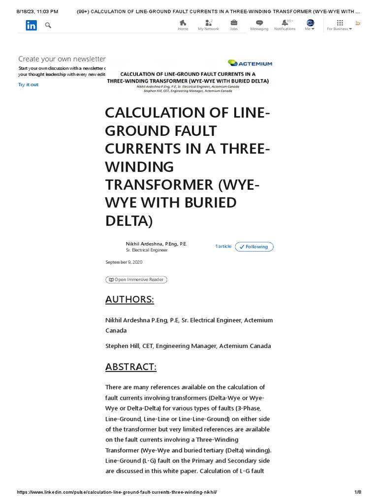 Line-Ground Faults in Wye-Wye Transformers | PDF | Transformer ...