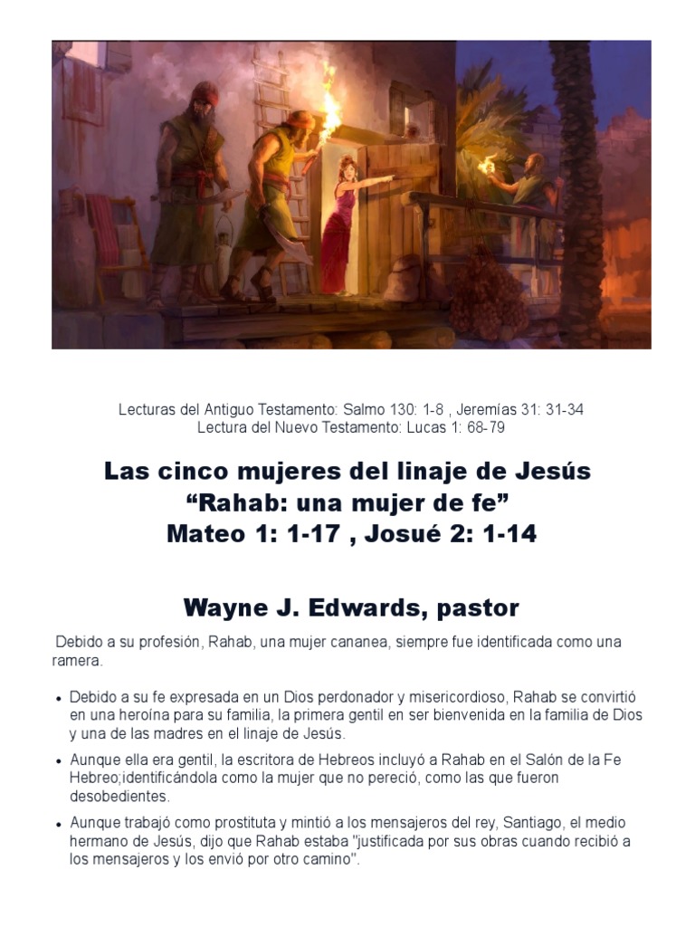 Spanish Iglesia Bautista Heritage - Rahab - Una Mujer de Fe Mateo 1 - 1 ...