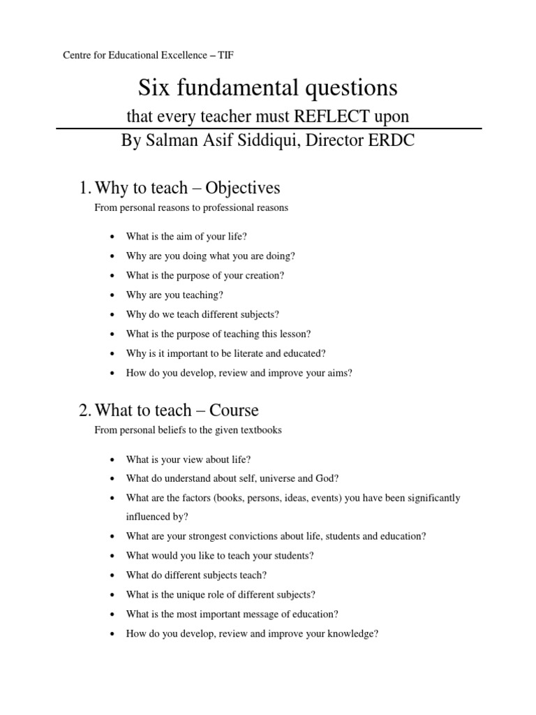 6 Fundamental Questions | PDF