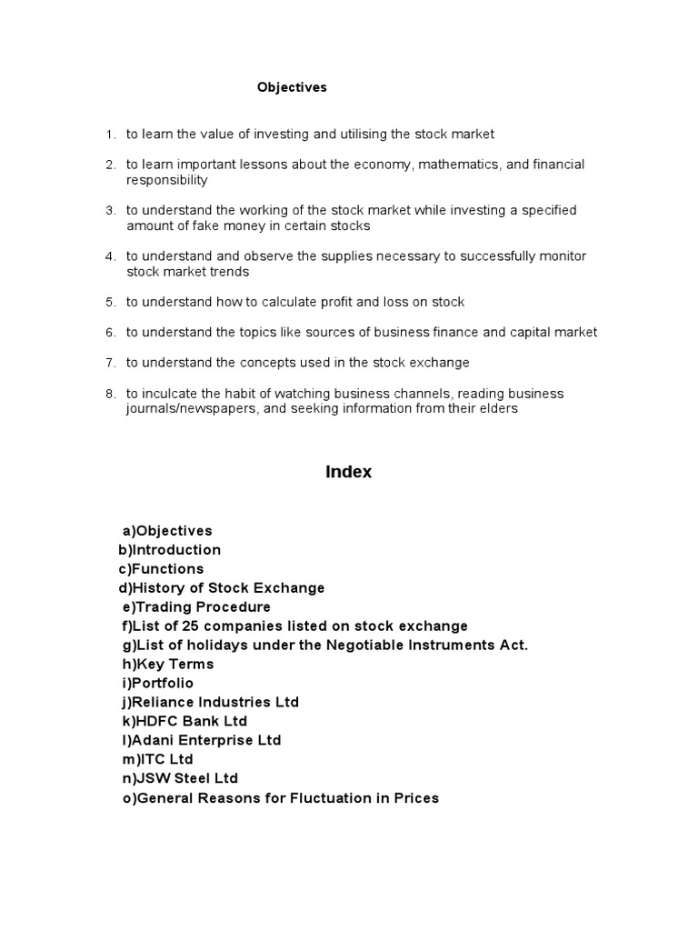 BS Project | PDF | Stocks | Stock Exchange