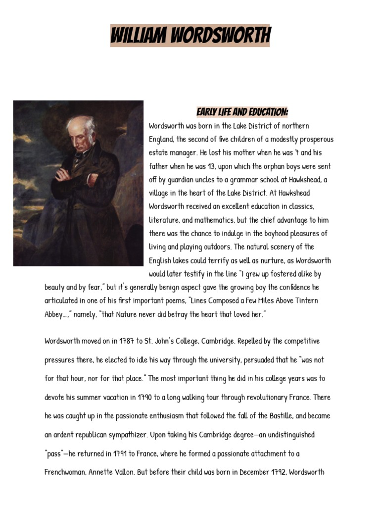 Biography of William Wordsworth | PDF