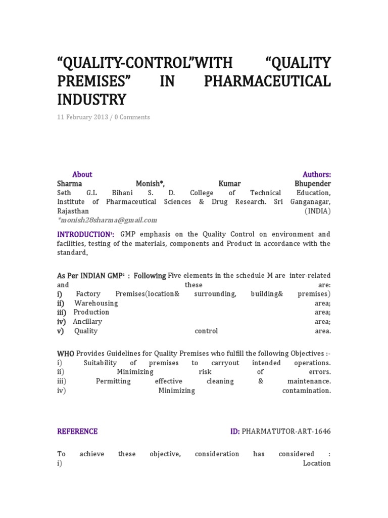 Quality Control in Pharmaceutical Premises | PDF | Epoxy | Flooring