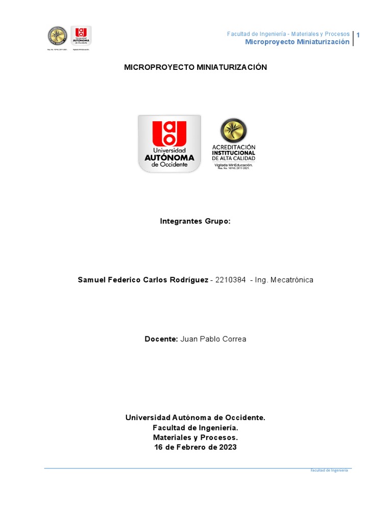 Microproyecto Miniaturización | PDF | Engranaje | Ingeniería