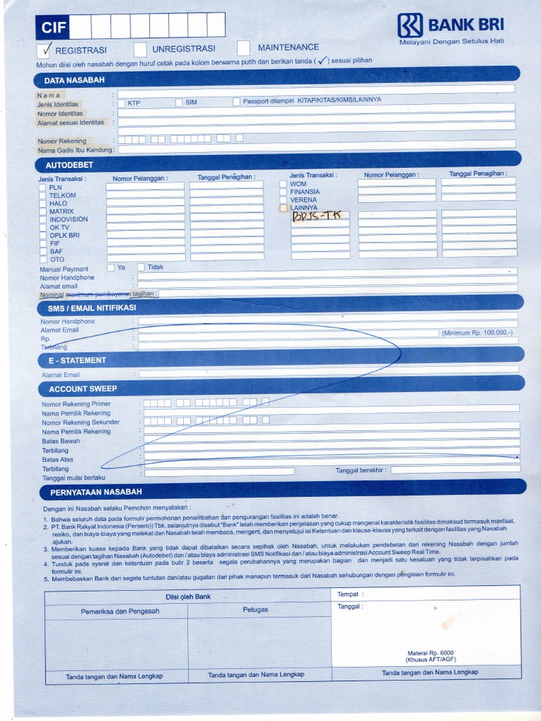 Form Autodebet BRI | PDF