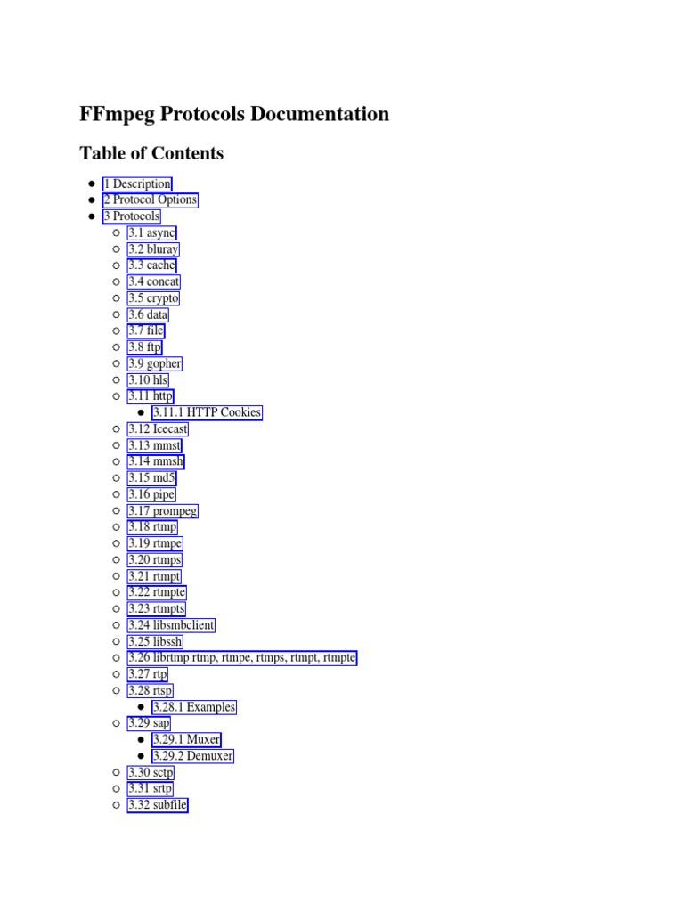 Ffmpeg Protocols | PDF | Port (Computer Networking) | Transport Layer ... Ffmpeg Protocols | PDF | Port (Computer Networking) | Transport Layer ...