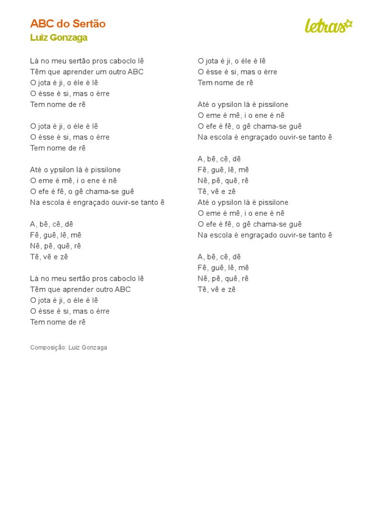 ABC DO SERTÃO - Luiz Gonzaga (Impressão) | PDF