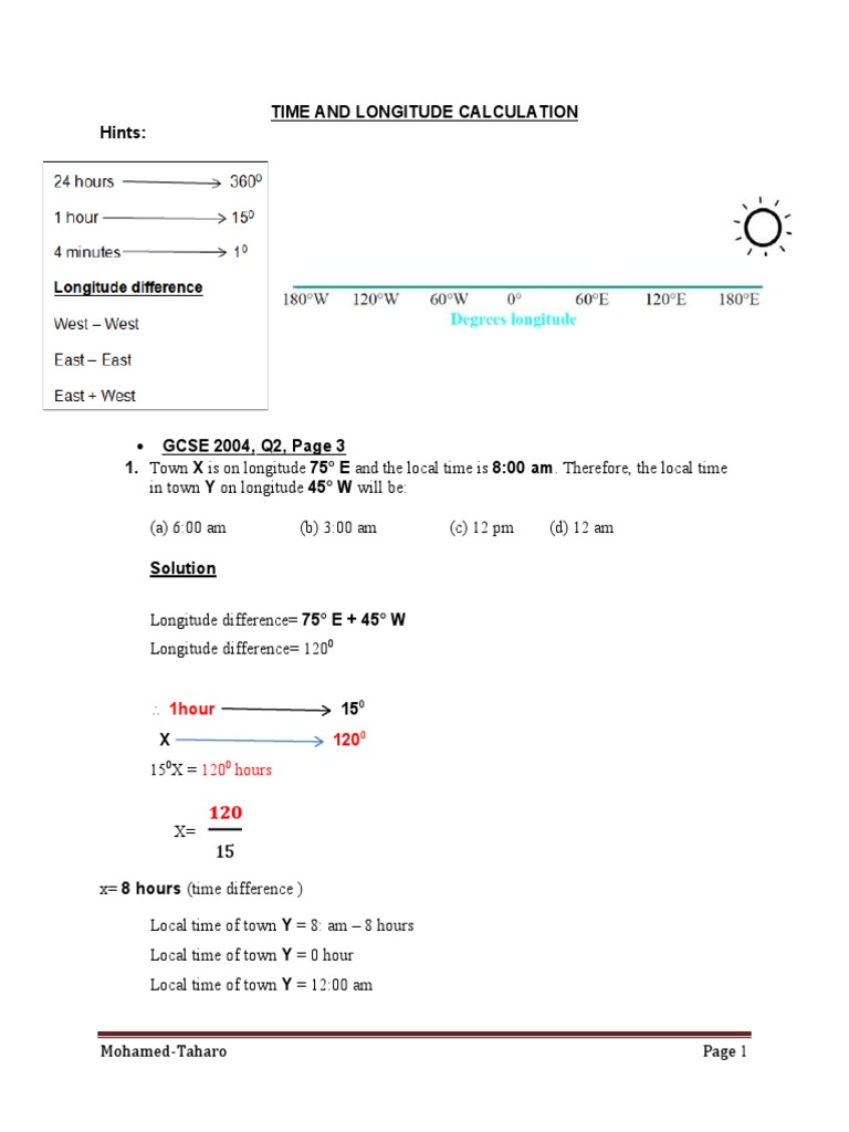 Time and Longitude Calculation | PDF