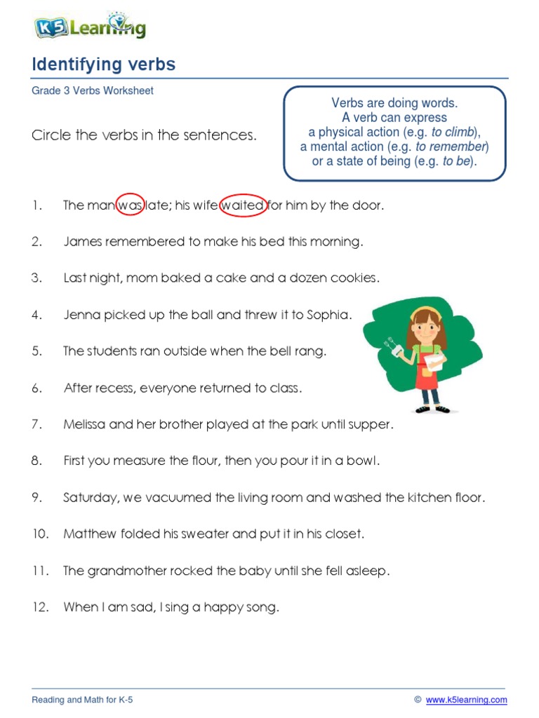 Grammar Worksheet Grade 3 Verbs 0 | PDF
