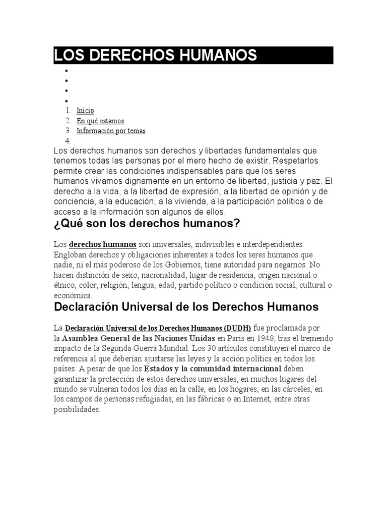 Derechos Humanos: Protección y Dignidad | PDF