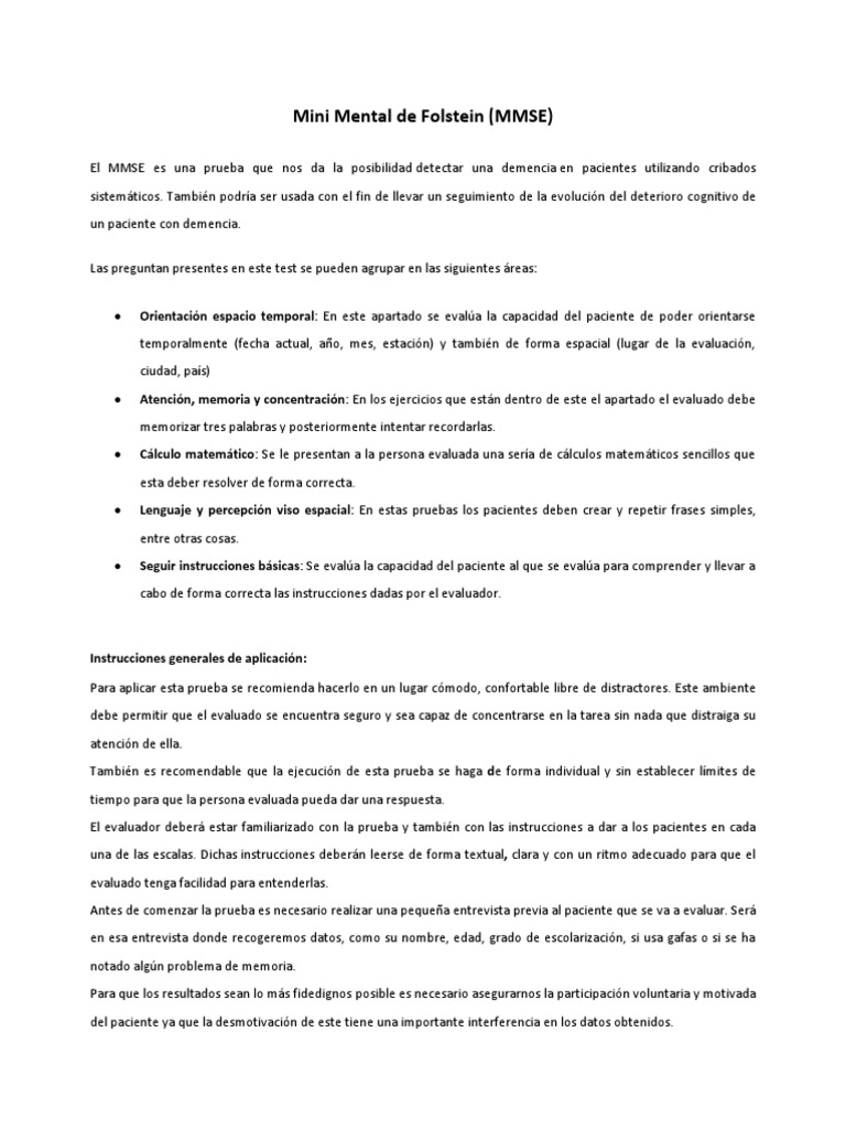 Mini Mental de Folstein | PDF | Career & Growth | Self-Improvement