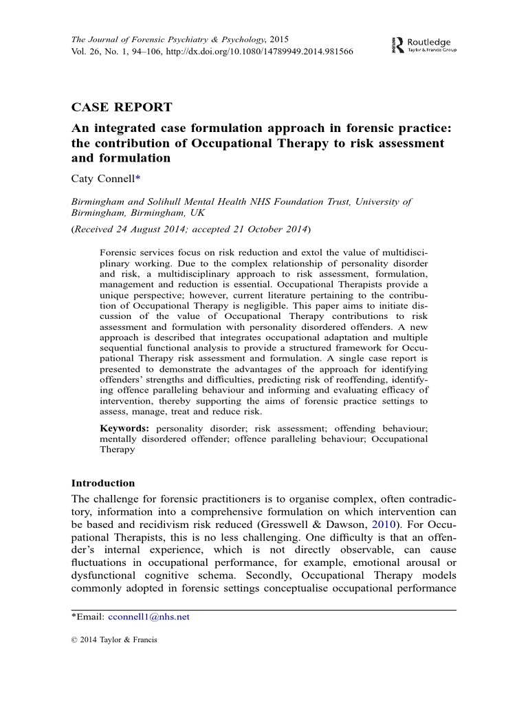 Forensic OT in Risk Assessment | PDF | Career & Growth | Science ...