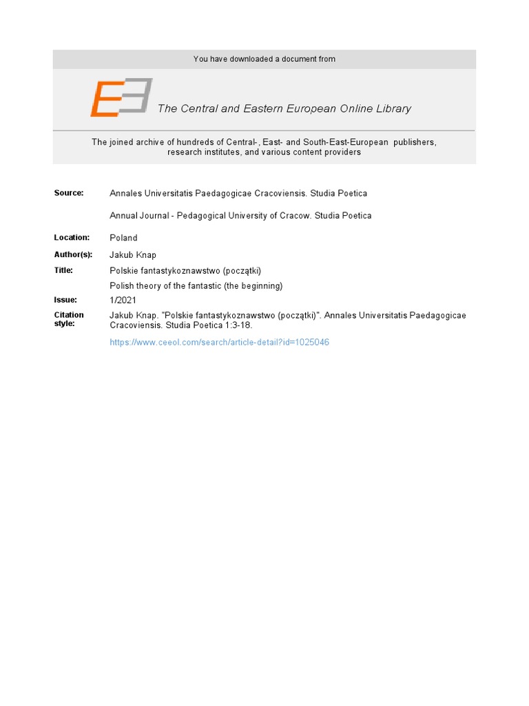 Polish-Theory-Of-The-Fantastic-The-Beginning - Content File PDF | PDF