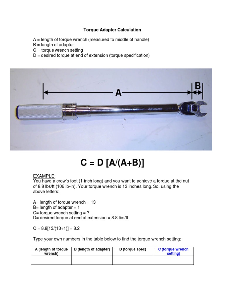 Torque Adapter Calculation | PDF