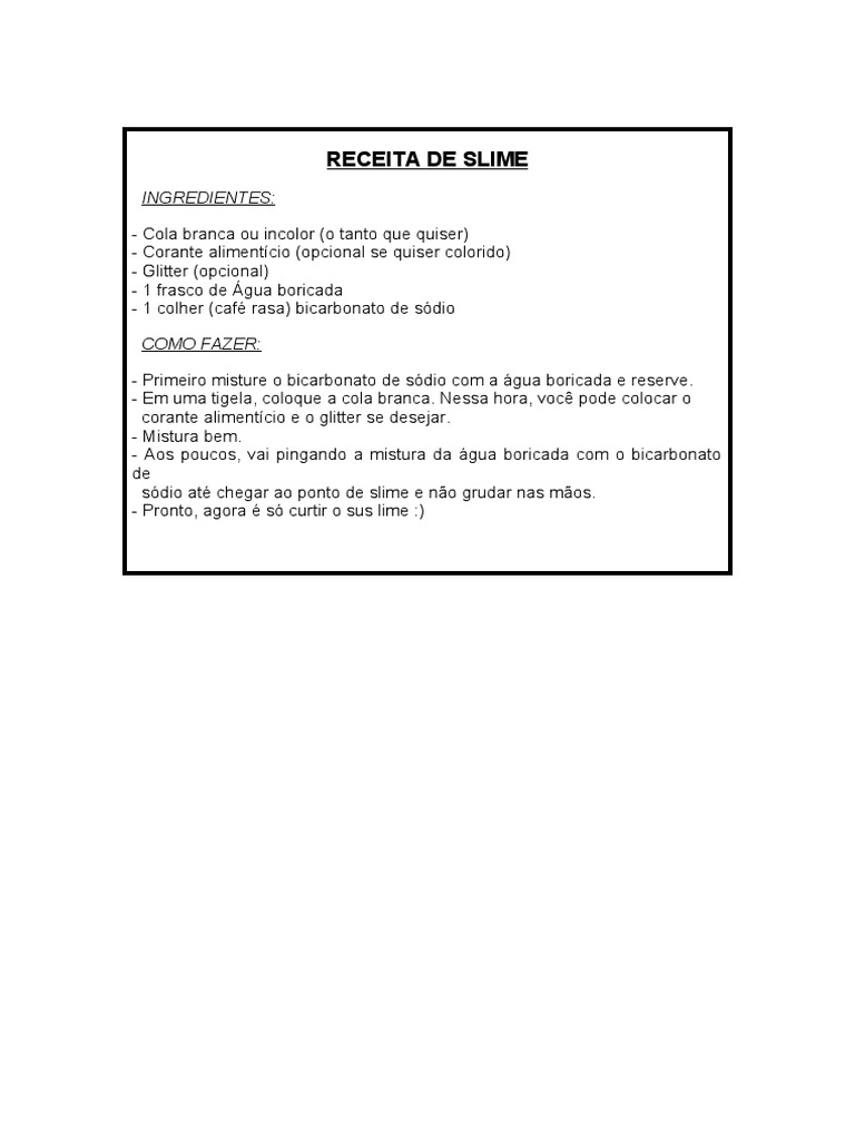 Receita de Slime | PDF