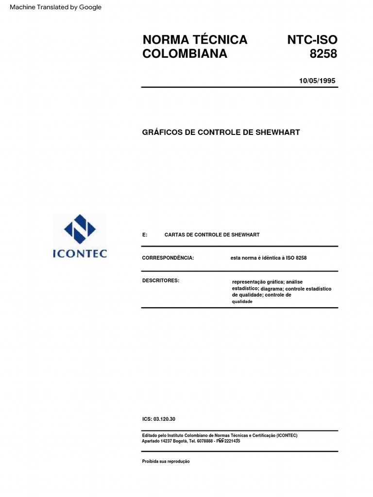 Norma Tecnica NTC Iso Colombiana 8258 | PDF