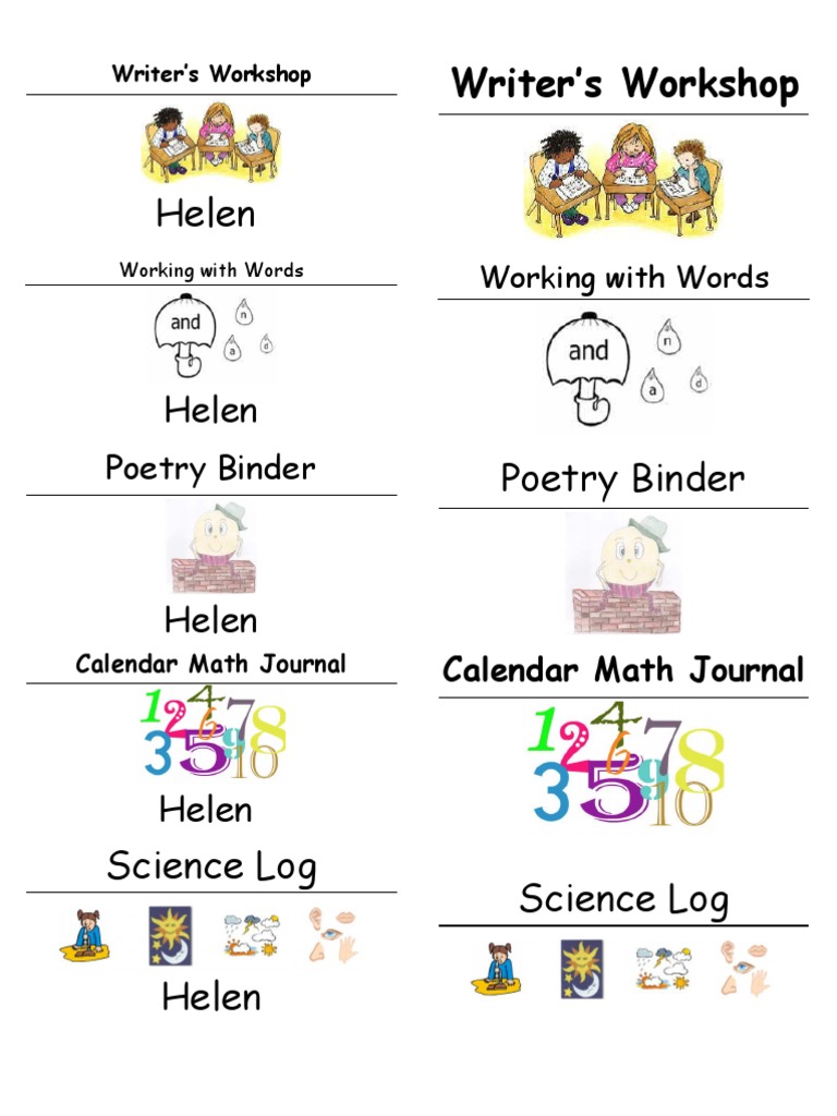 Binders Journals Logs Notebooks Labels | PDF | Language Arts & Discipline