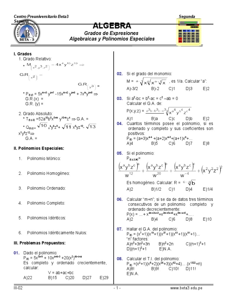 Cuadernillo III-SETIEMBRE - (CIENCIAS-2a) | PDF | Álgebra abstracta | Matemáticas Aplicadas