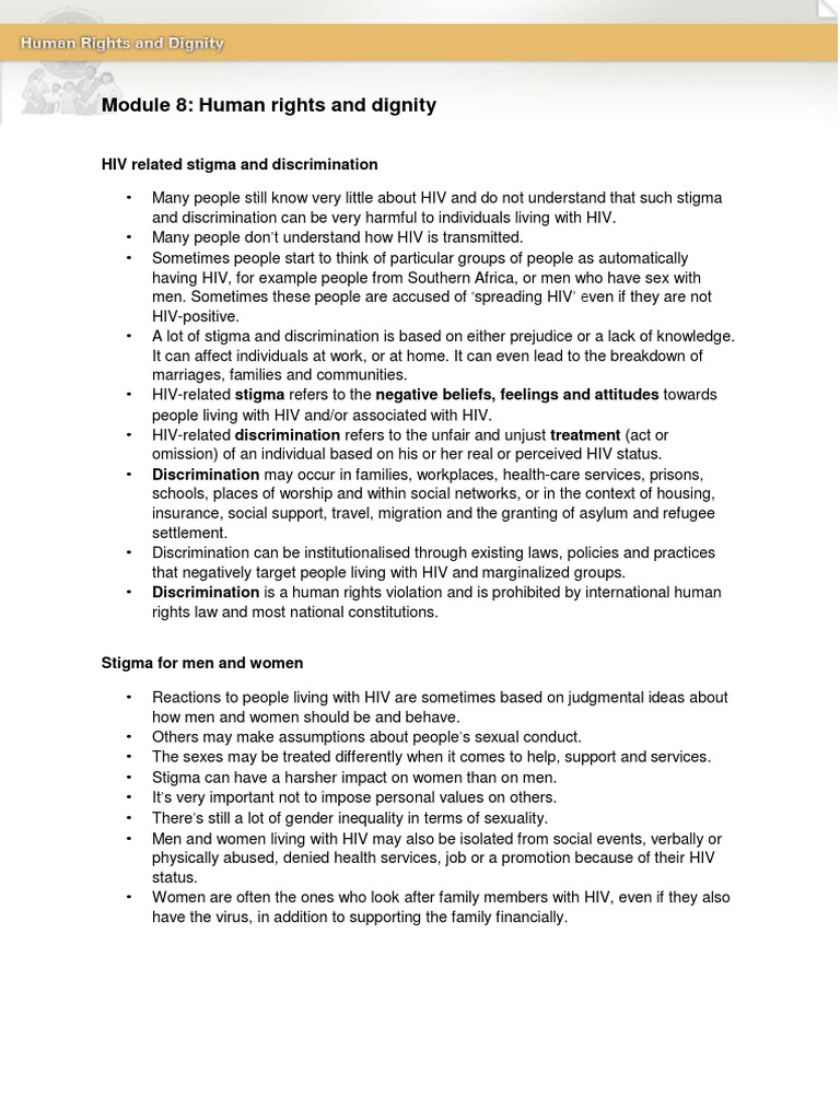 Module 8 Human Rights and Dignity | PDF