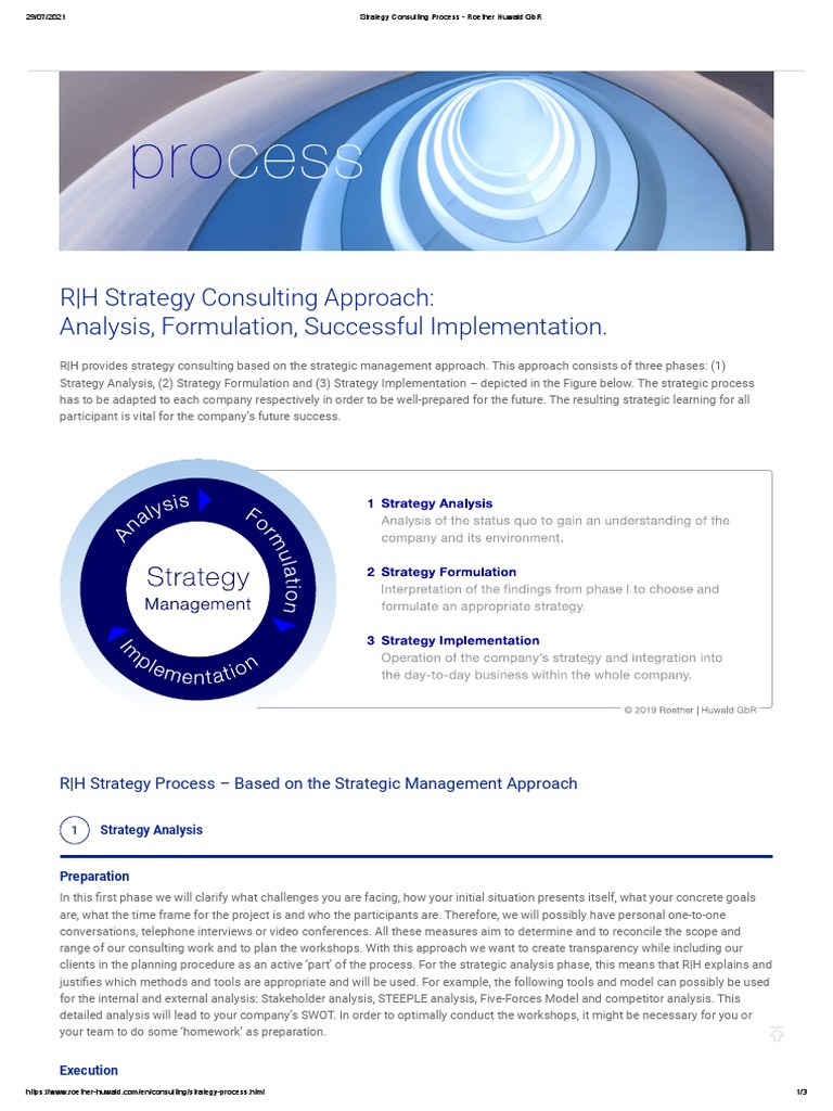 Strategy Consulting Process Roether Huwald Gbr Pdf Strategic