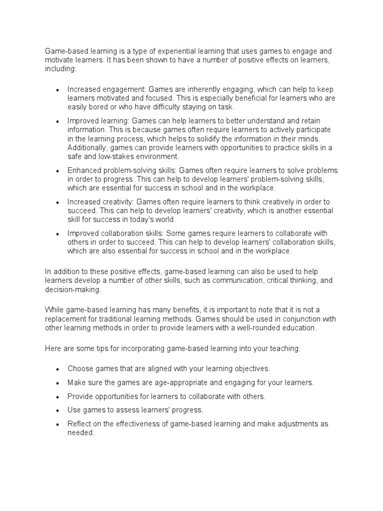 Game-Based Learning | PDF
