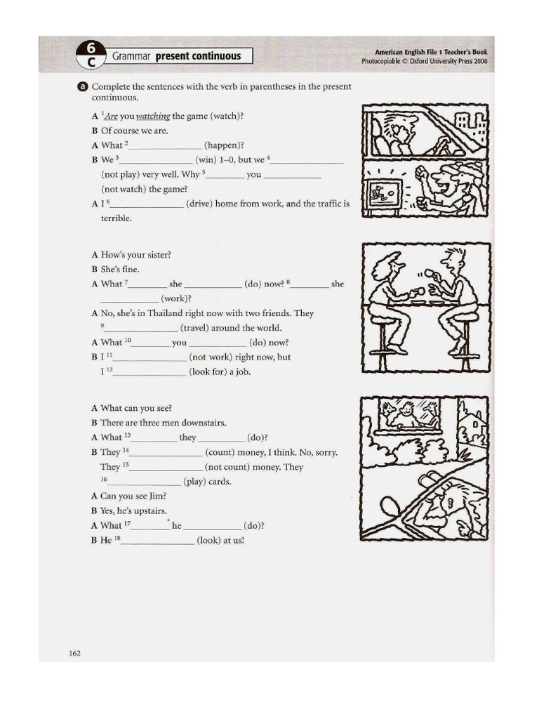 AMERICAN ENGLISH FILE 1B - unit 6 - grammar activity 6C - TB page 162 | PDF