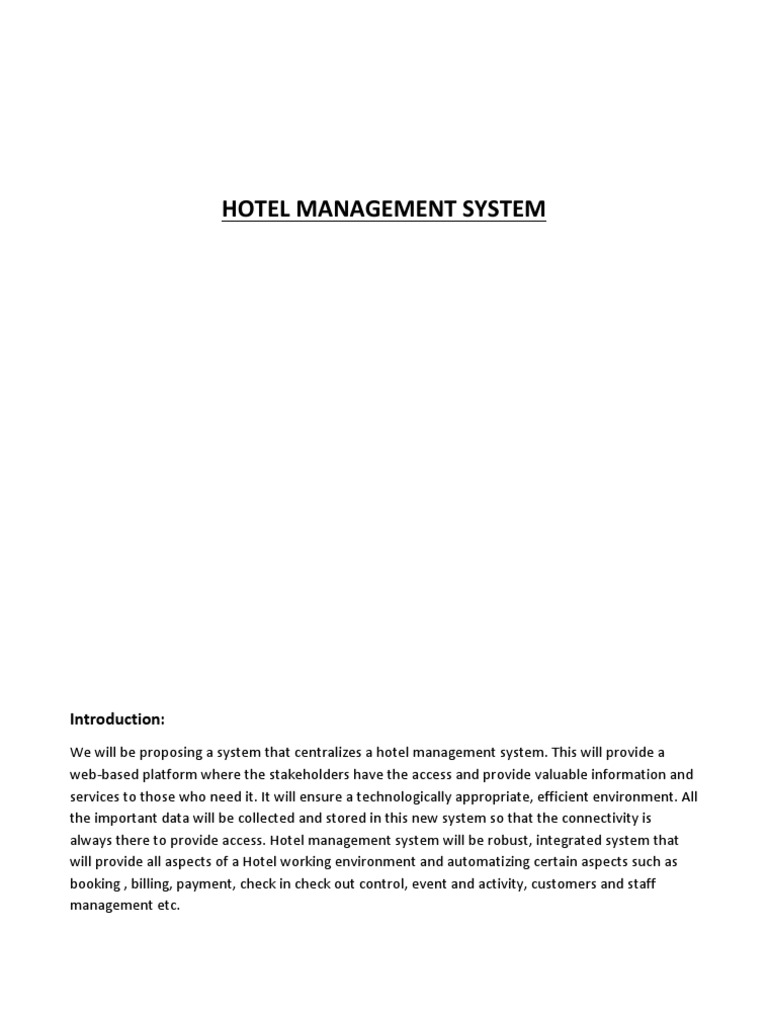 Hotel Management System Lab 1 | PDF