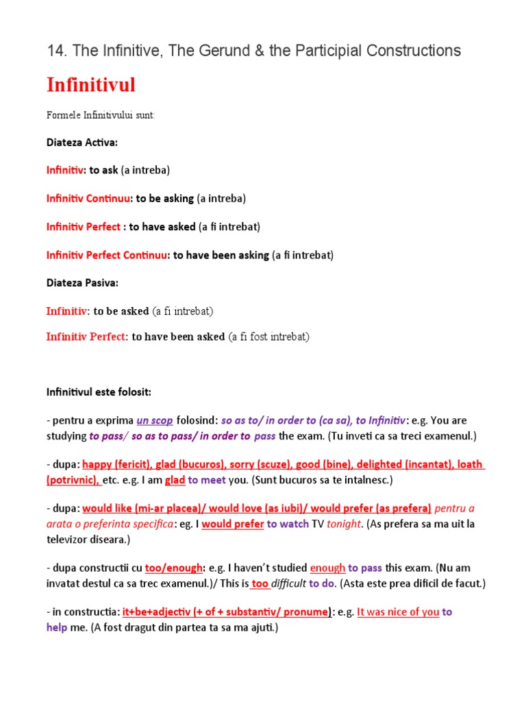 Infinitives, Gerund and Participial Constructions | PDF