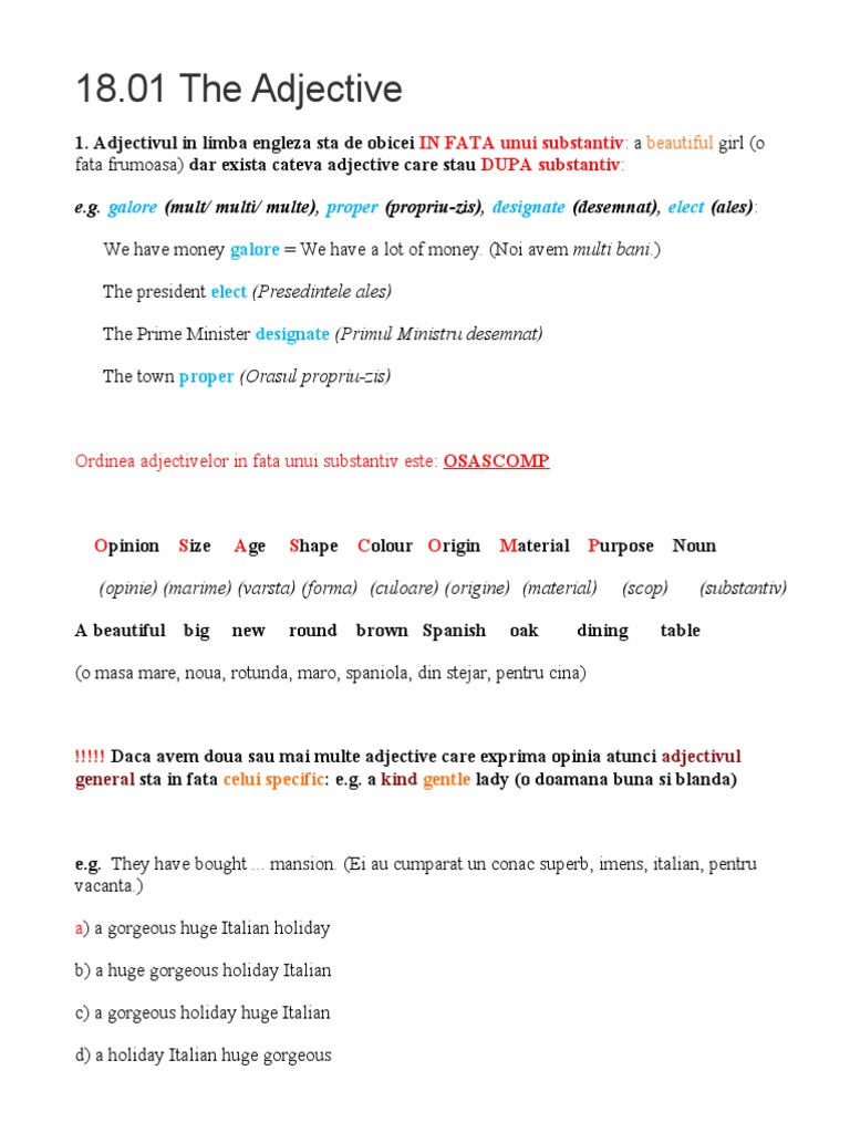 Understanding English Adjectives | PDF | Language Arts & Discipline