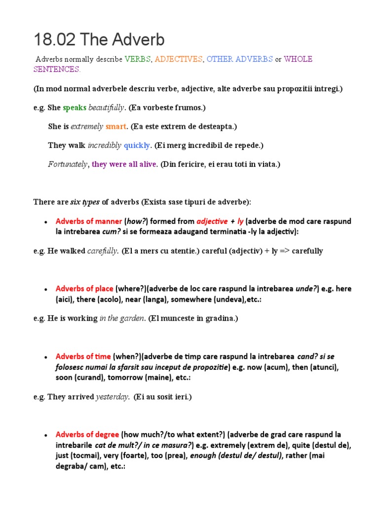 18.2 The Adverb | PDF | Linguistic Typology | Semantic Units