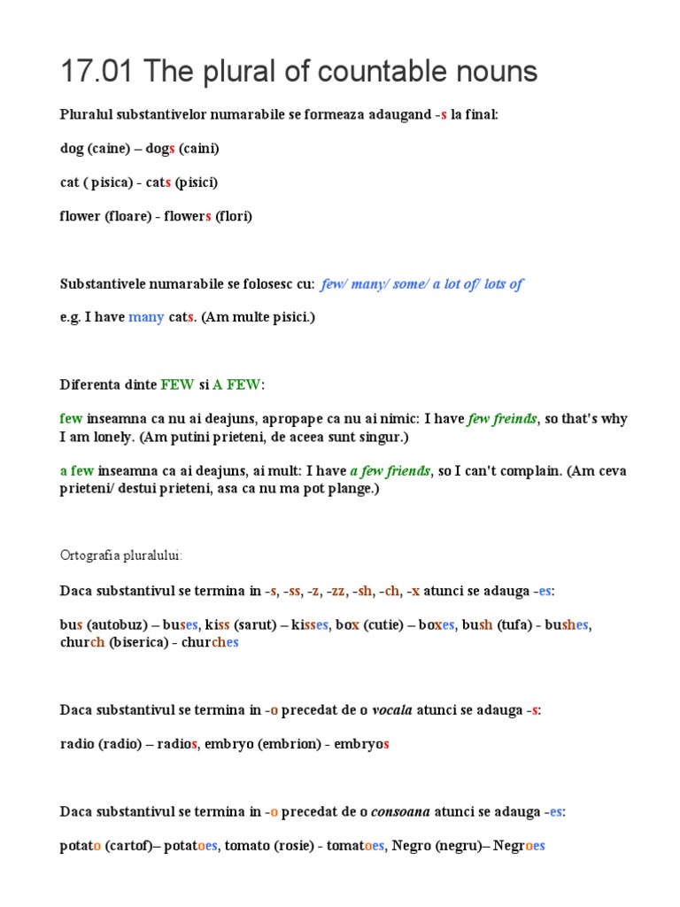 17.01 Plural of Countable Nouns | PDF