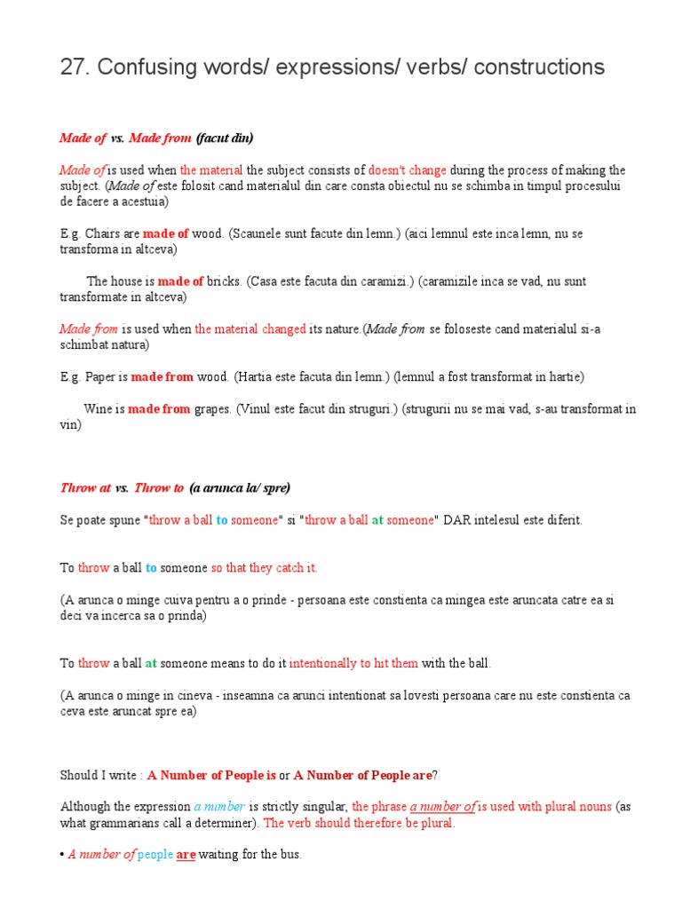 27. Confusing Words, Expresions, Verbs, Constructions | PDF | Grammar ...
