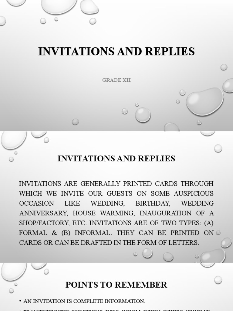 Invitations and Replies | PDF | Human Communication