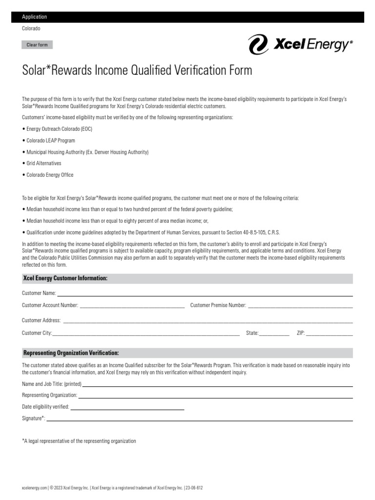 Solar Rewards IQ Income Verification Form 2023 | PDF